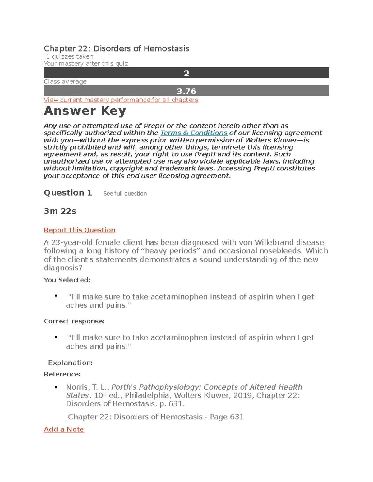 Chapter 22 review patho - Chapter 22: Disorders of Hemostasis 1 quizzes ...