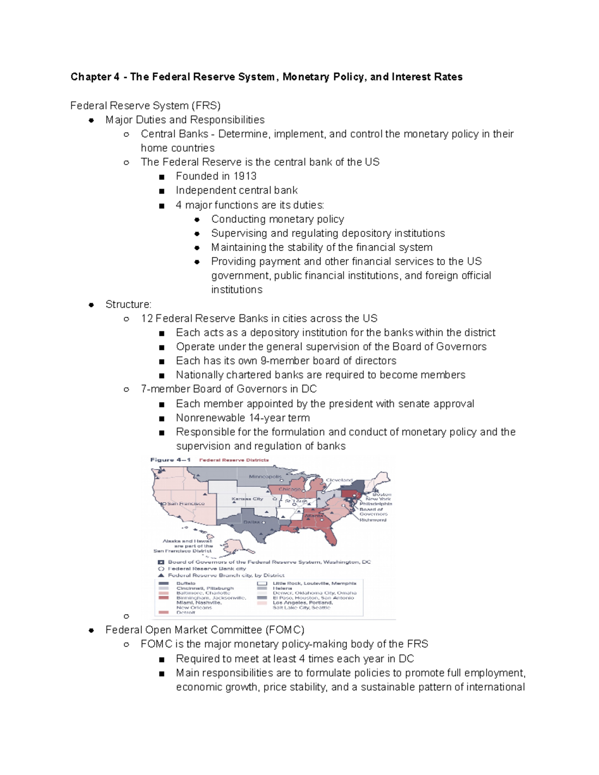 Chapter 4 - Chapter 4 - The Federal Reserve System, Monetary Policy ...