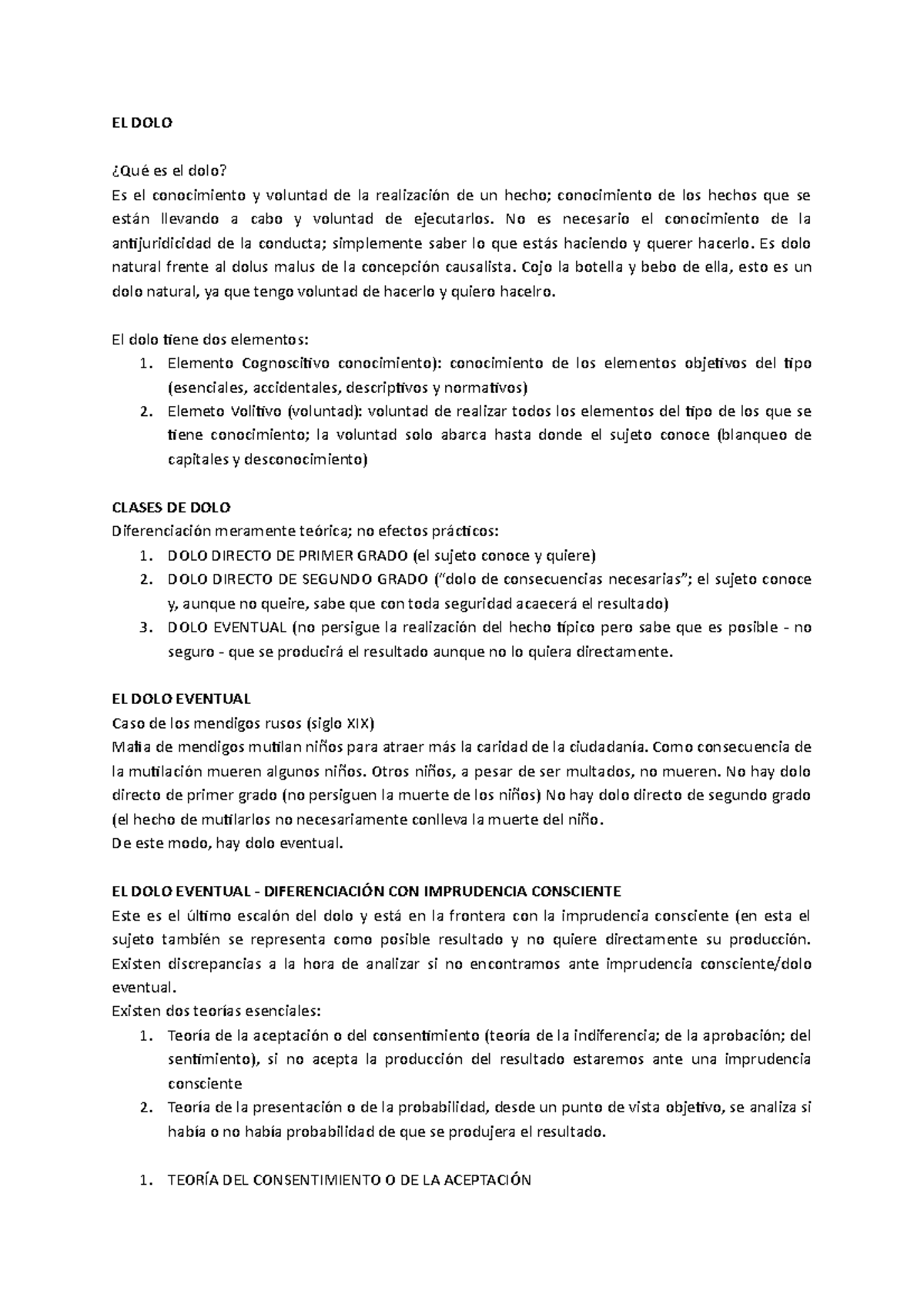 EL DOLO EN DERECHO PENAL - EL DOLO ¿Qué es el dolo? Es el conocimiento ...