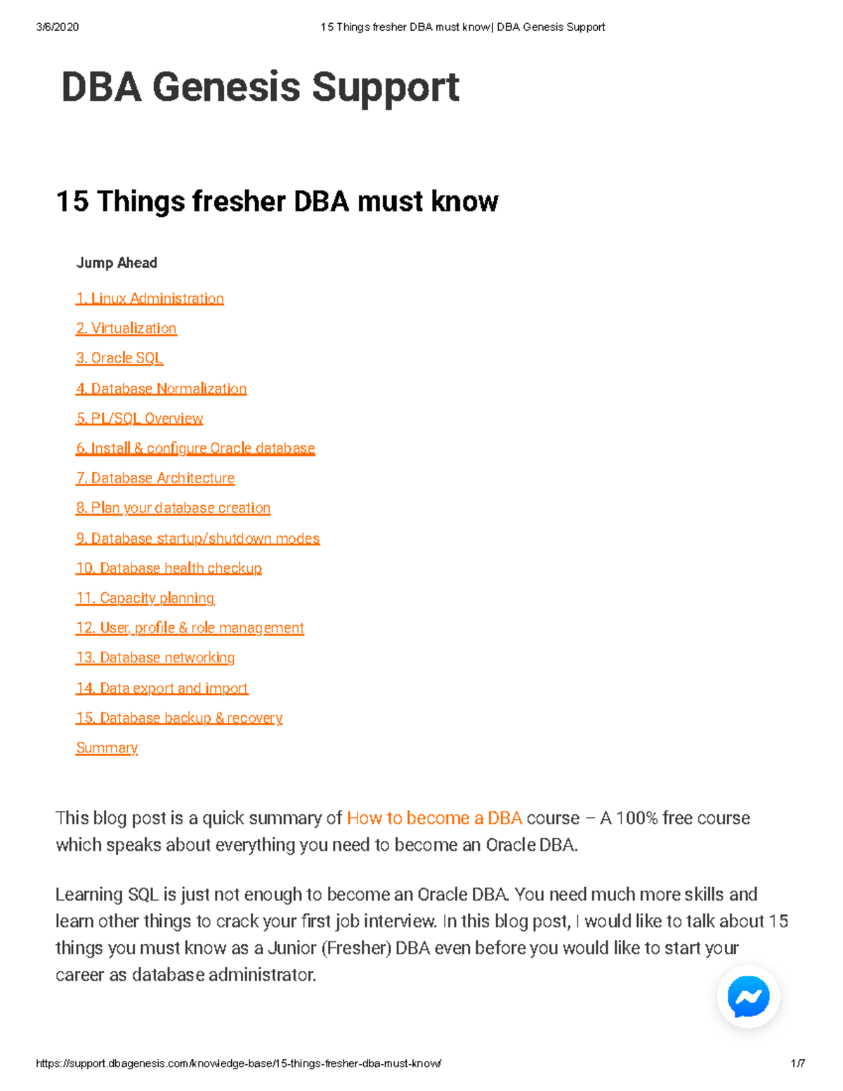 15 Things fresher DBA must know DBA Genesis Support - 15 Things fresher ...