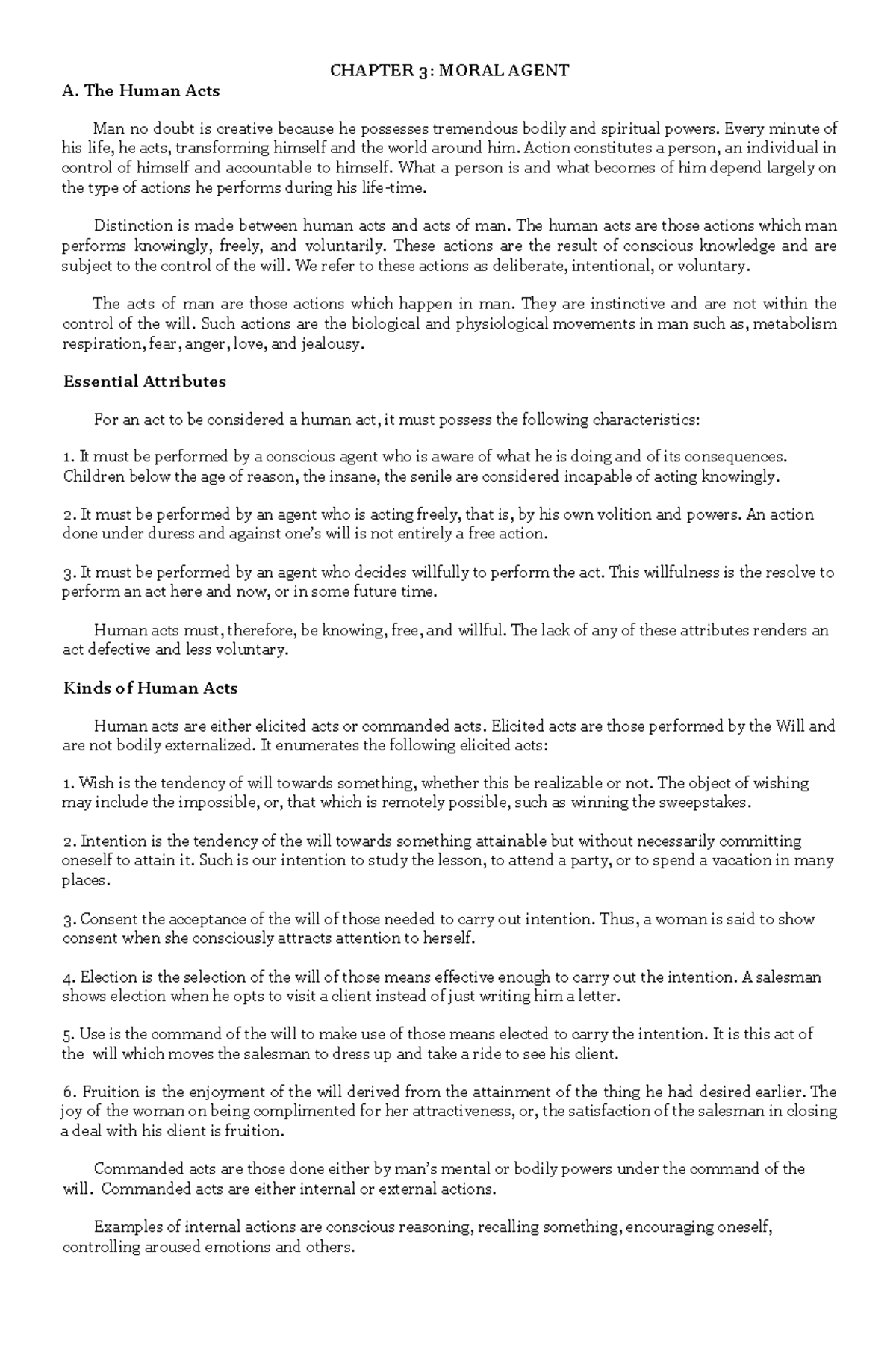 Hand-out in Ethics Chapters 3-4 Midterm PDF - CHAPTER 3: MORAL AGENT A ...