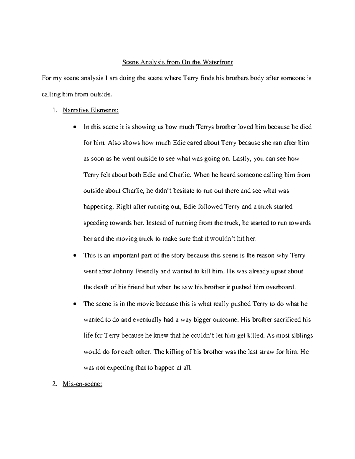 Scene Analysis on film - Scene Analysis from On the Waterfront For my ...