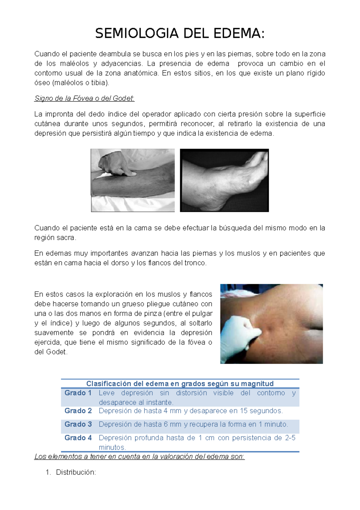 SEMIOLOGIA DEL EDEMA - SEMIOLOGIA DEL EDEMA: Cuando el paciente ...