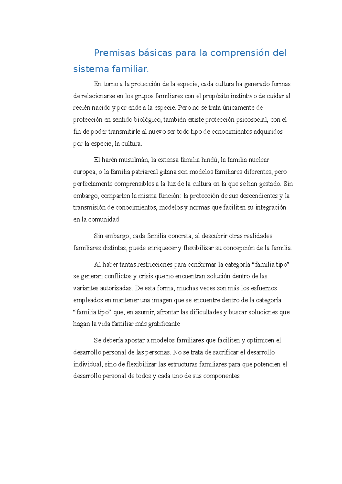 Premisas básicas para la comprensión del sistema familiar - En torno a ...