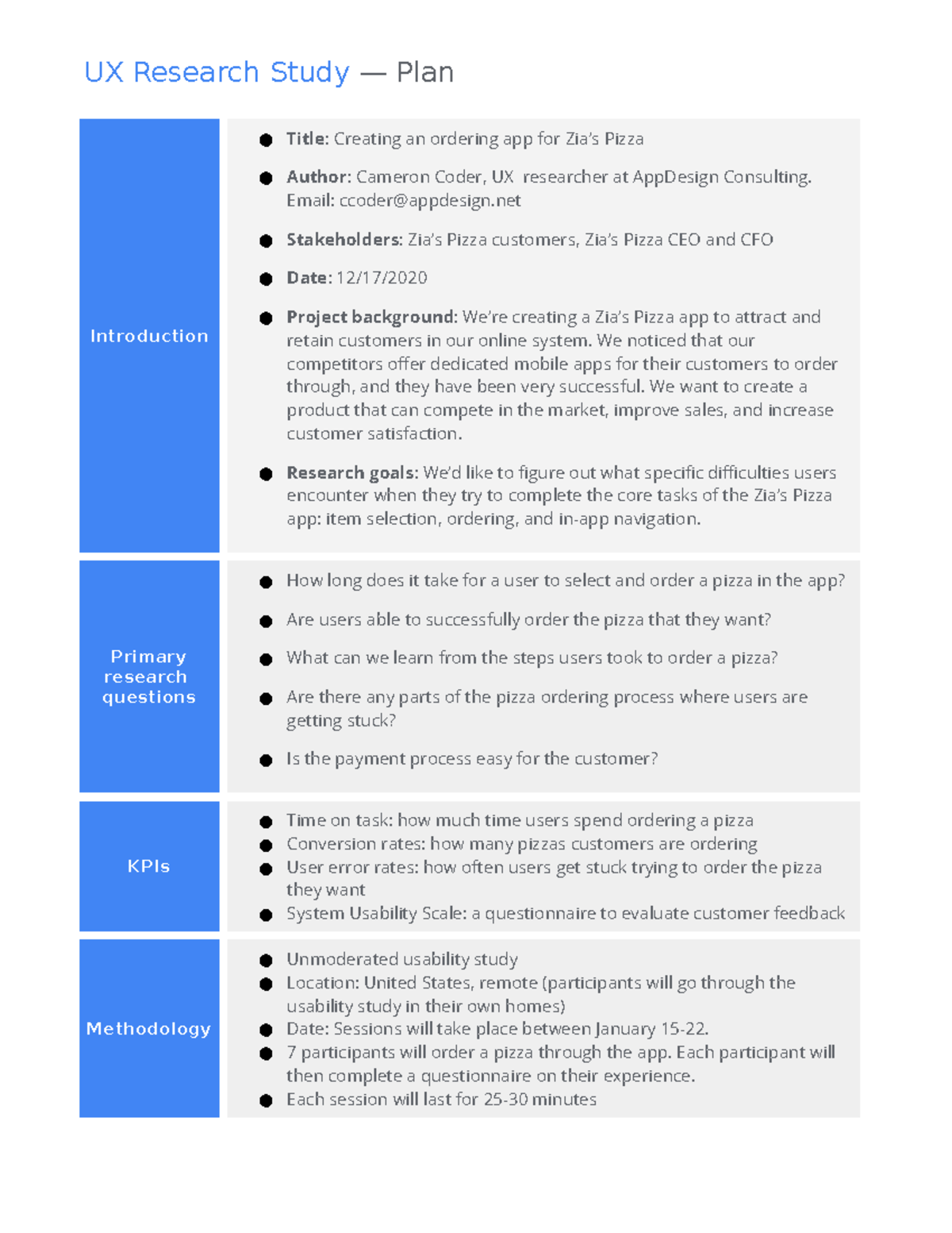 Google UX Design Certificate - Zia's Pizza UX Research Study [Exemplar ...