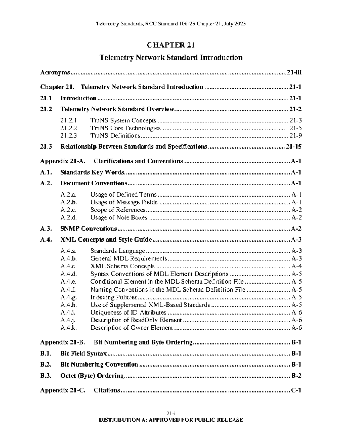 Chapter 21 - Telemetry - 21 - i Telemetry Network Standard Introduction - CHAPTER Chapter 21 ...