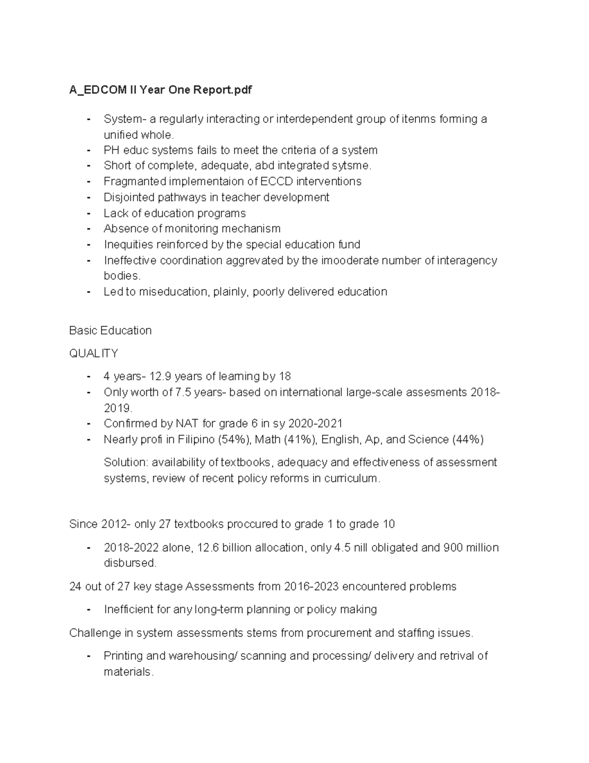 A Edcom II Year One Report - A_EDCOM II Year One Report System- a ...