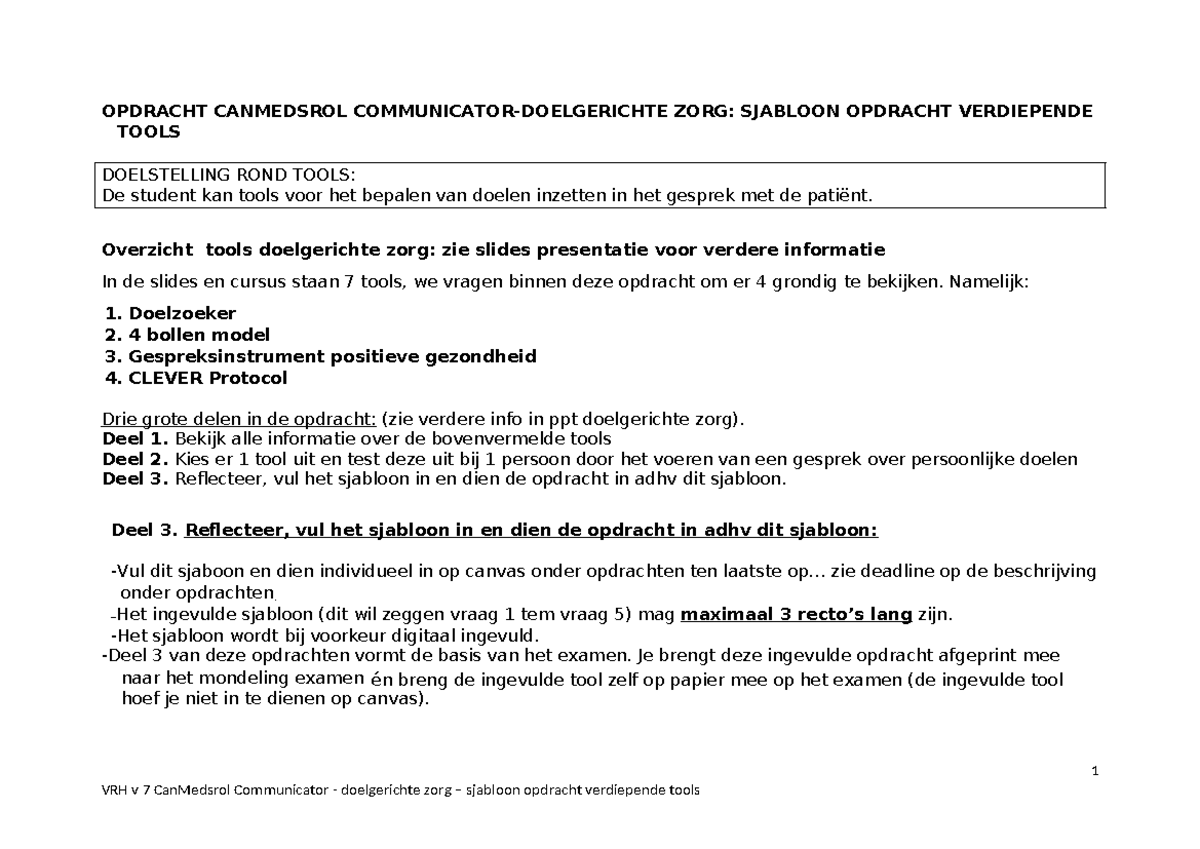 ELZ opdracht CanMeds-rol communicator - OPDRACHT CANMEDSROL ...