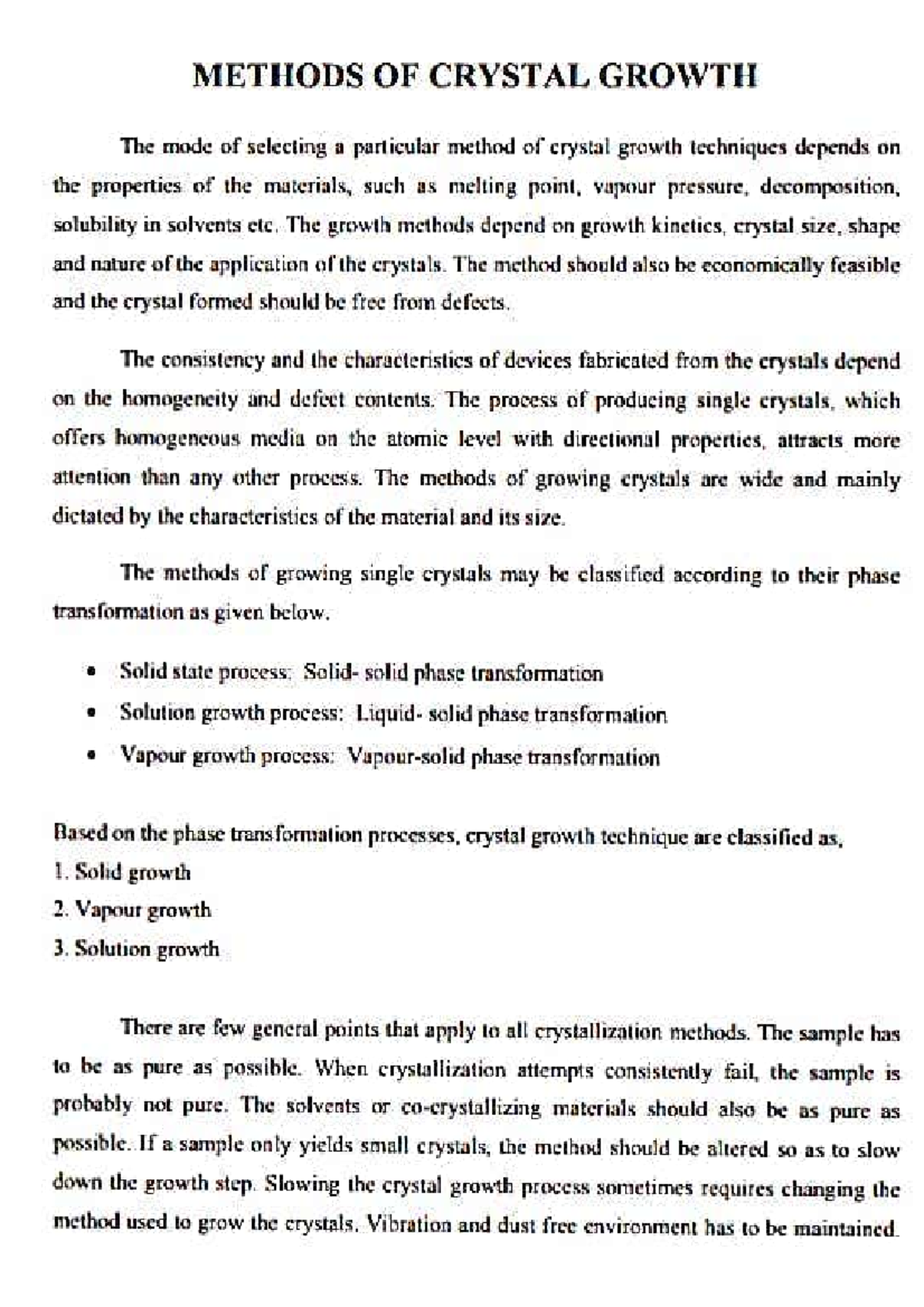 Methods of crystal growth - Solid State Physics - Studocu