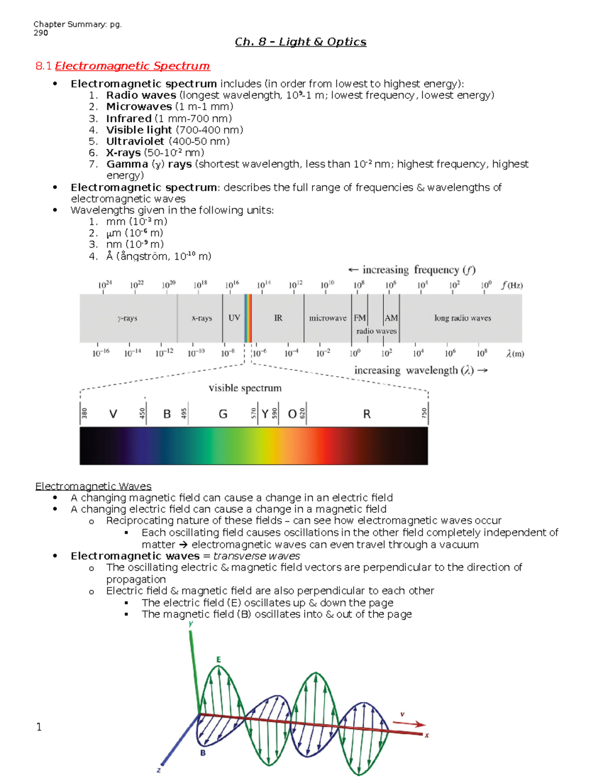 Light & Optics sum notes - ####### Ch. 8 – Light & Optics ####### 8 ...