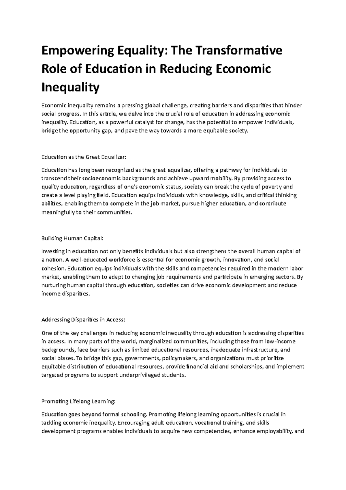 Empowering Equality - article - Empowering Equality: The Transformative ...