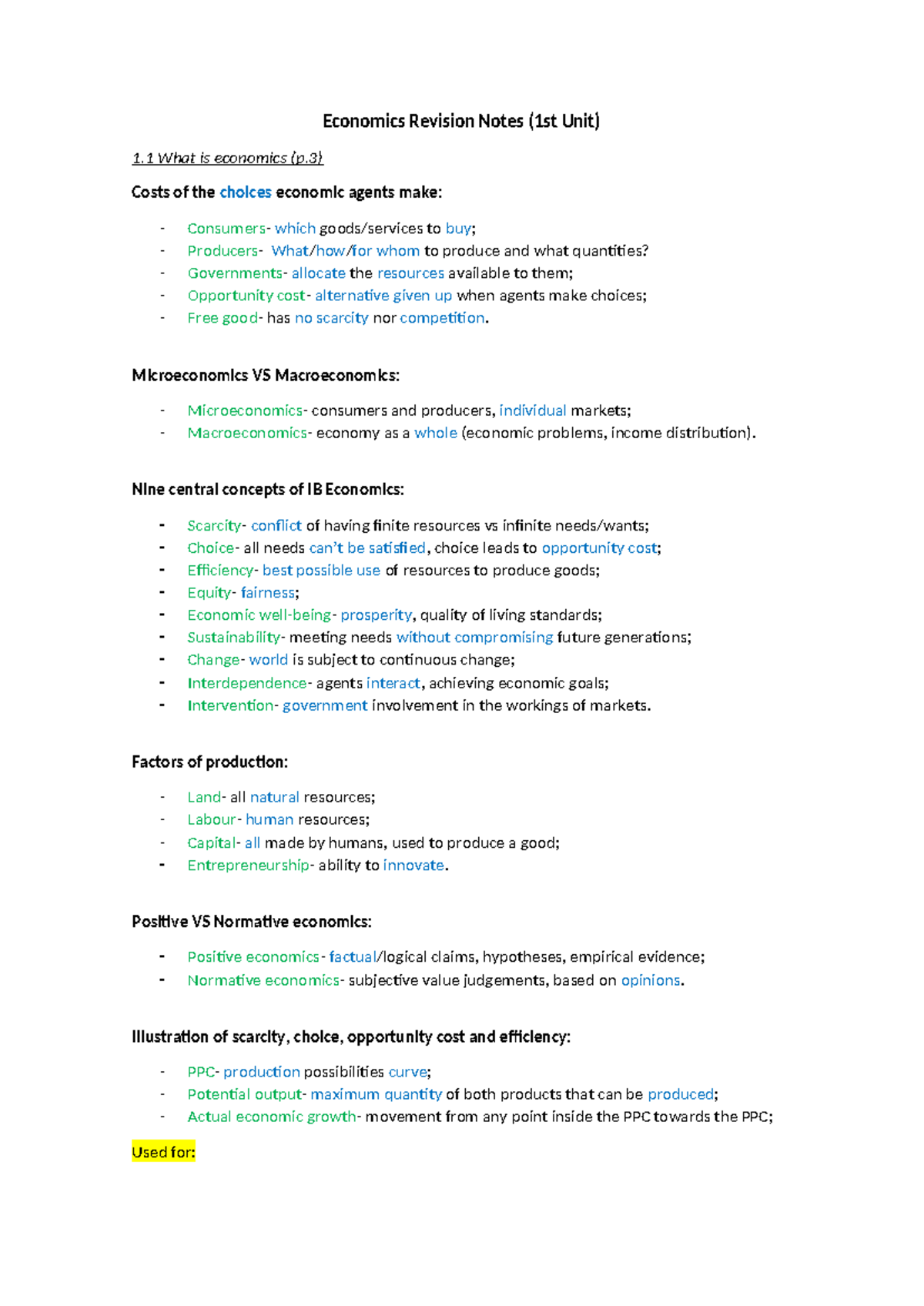 Economics Revision Notes (1st Unit) - Microeconomics VS Macroeconomics ...