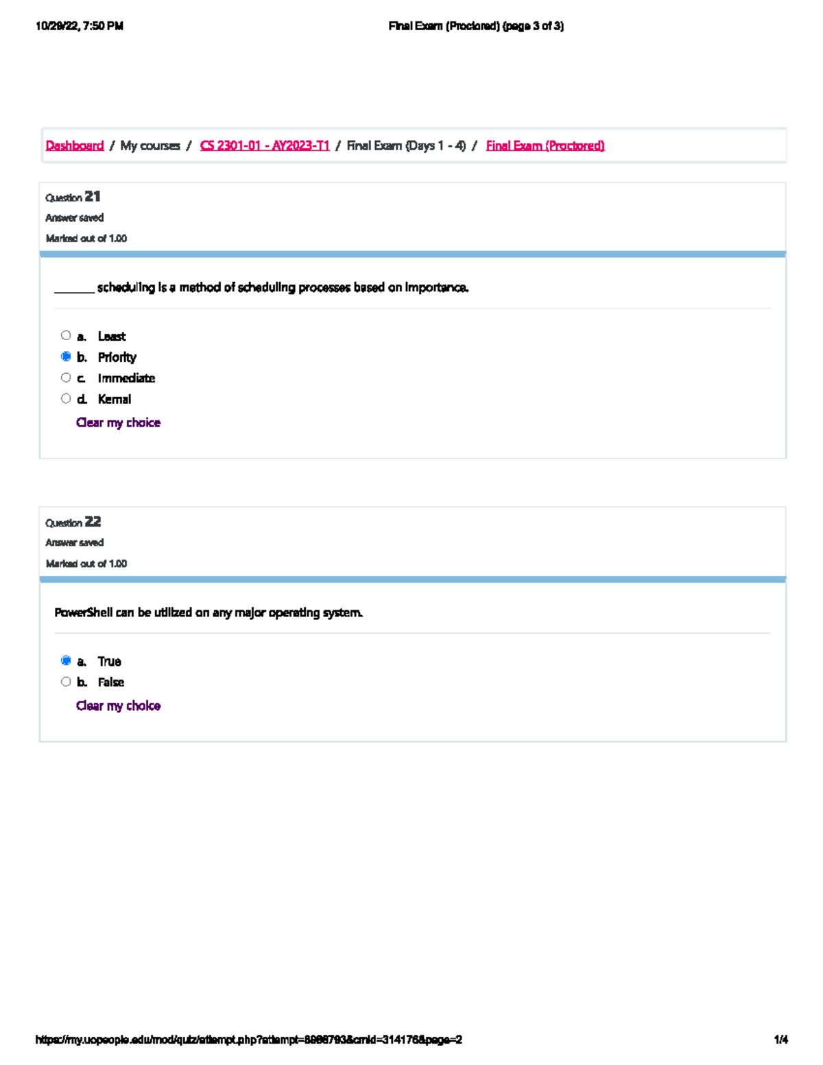 Os q3 - FINAL EXAM - CS 2301 - UoPeople - Studocu
