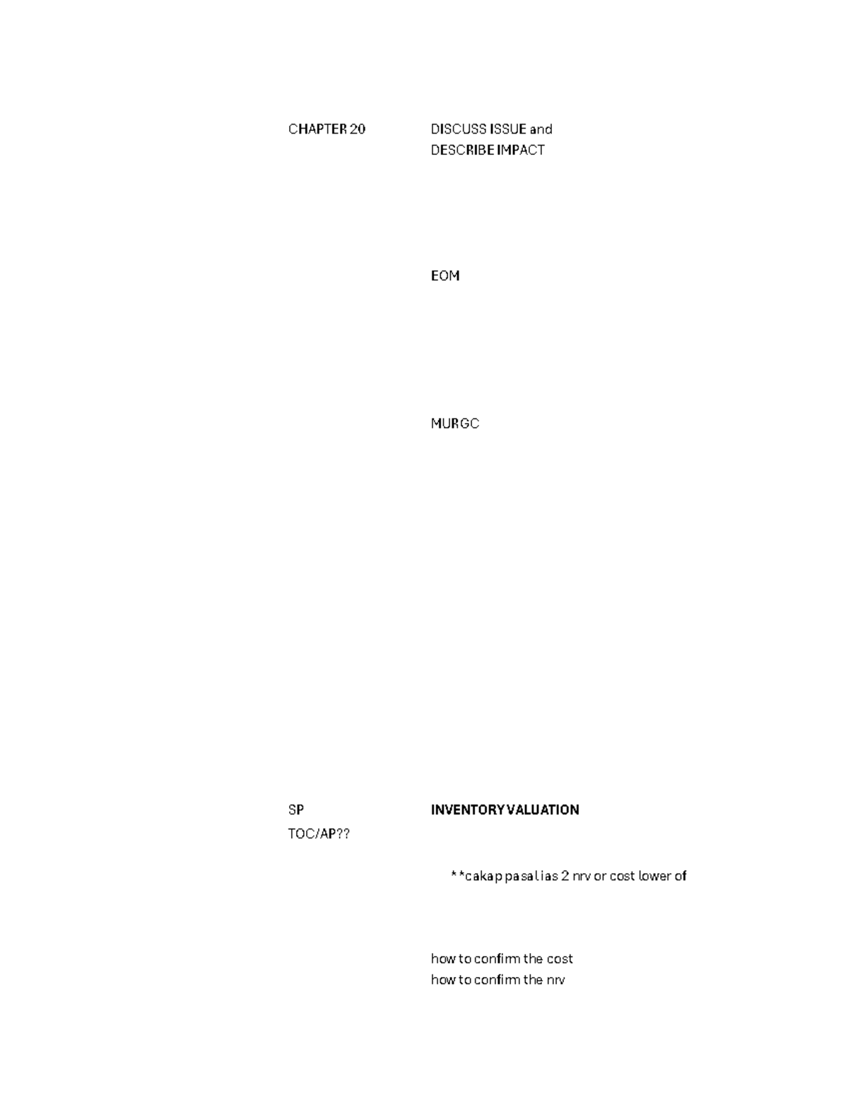 AA Notes - CHAPTER 20 DISCUSS ISSUE and DESCRIBE IMPACT EOM MURGC SP ...