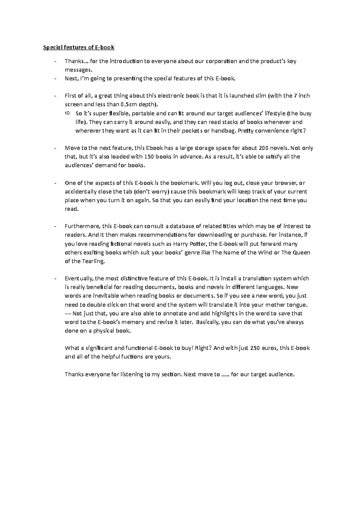 E-book's feature Qskill speaking - Special features of E-book Thanks ...