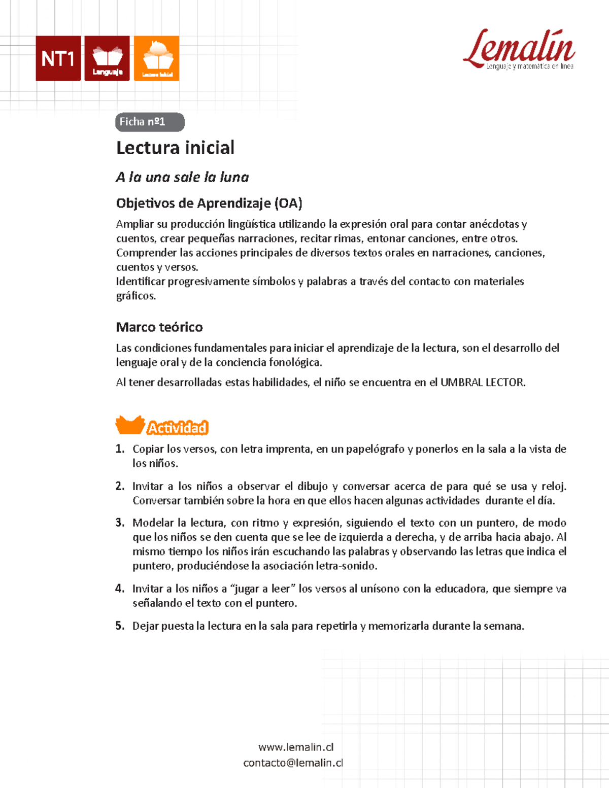 A LA UNA SALE LA LUNA - BBBNM - Lectura inicial A la una sale la luna ...