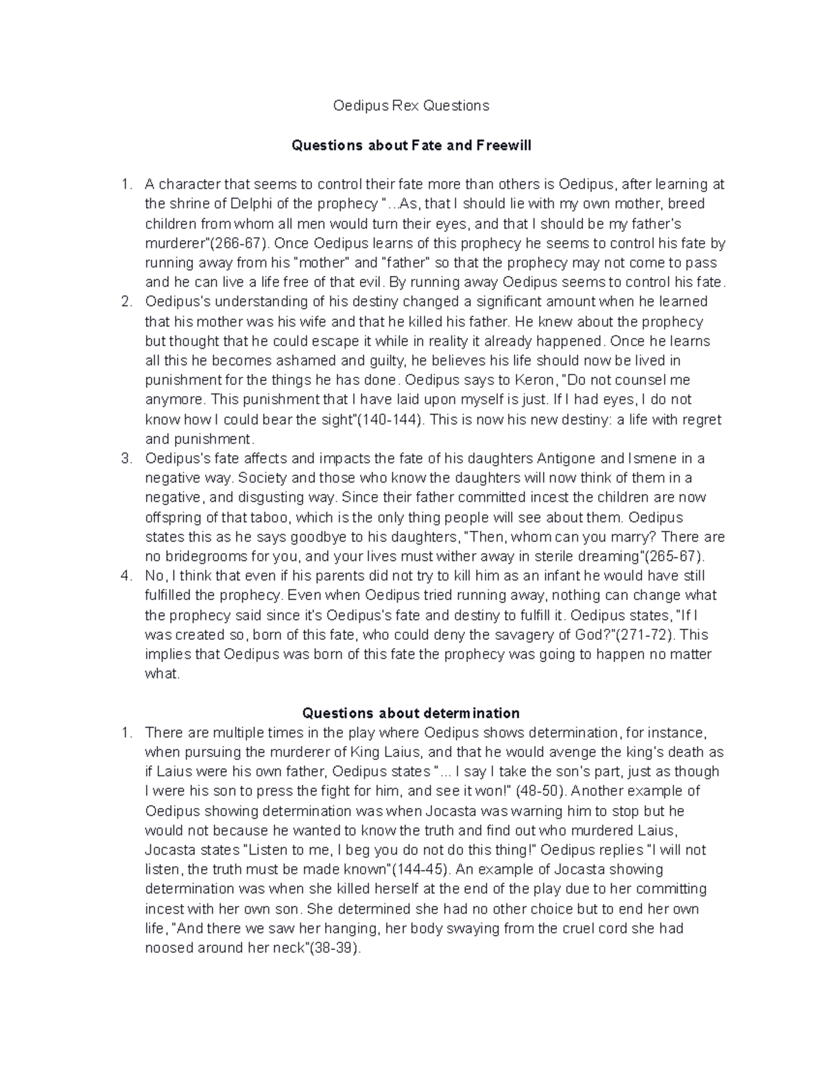 Oedipus Rex Questions - Just a good read. - Oedipus Rex Questions ...