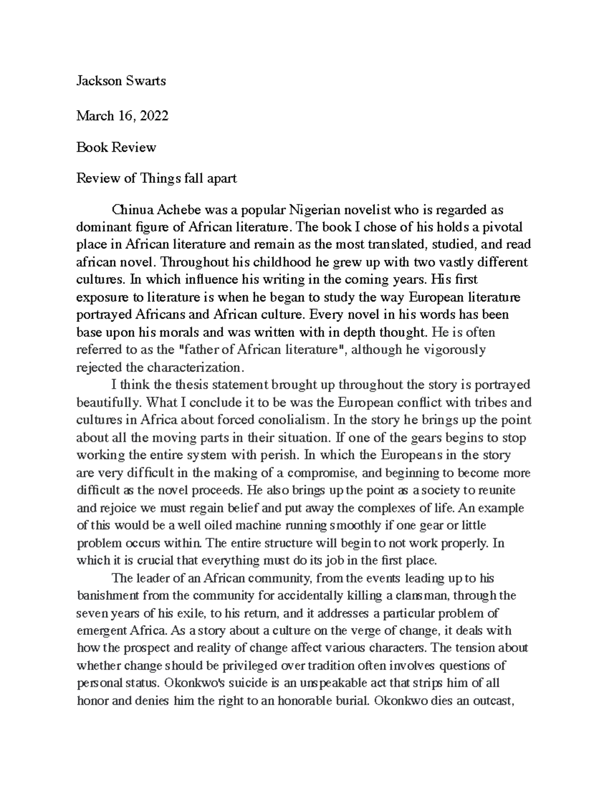 Book review - frfrfrfrf - Jackson Swarts March 16, 2022 Book Review ...