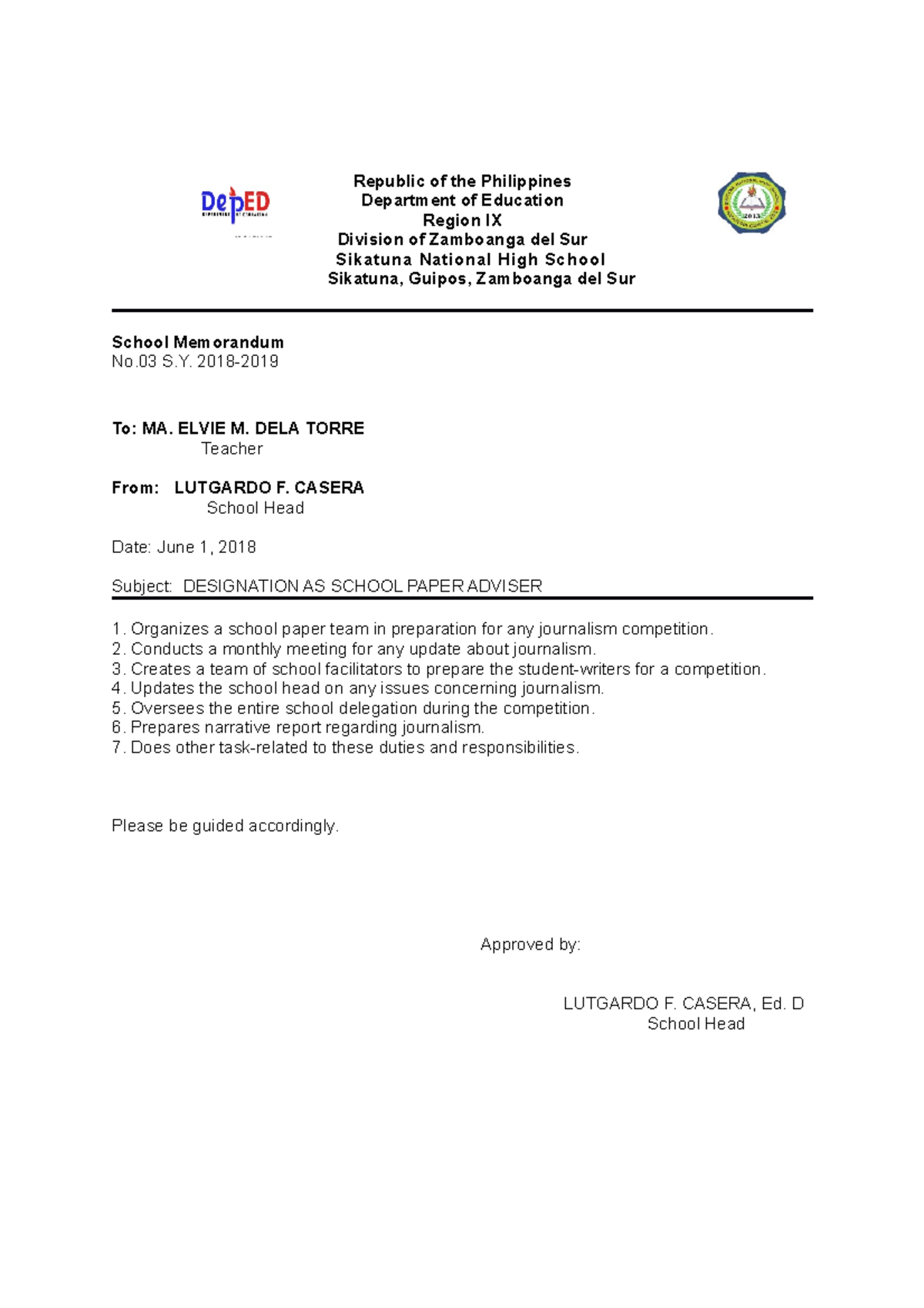 Coordinatorship - add - Republic of the Philippines Department of ...