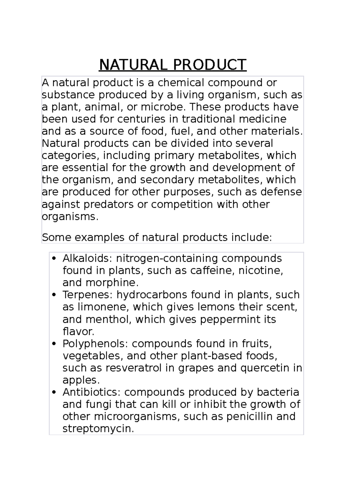 Natural Product - NATURAL PRODUCT A natural product is a chemical ...