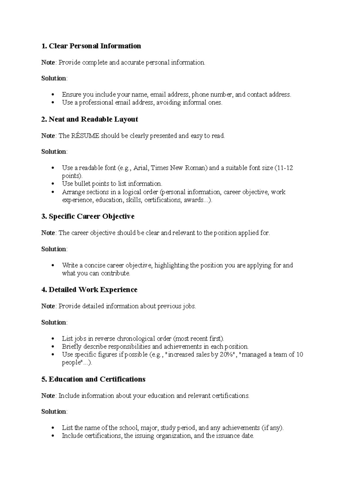 Notes - 1. Clear Personal Information Note: Provide complete and ...