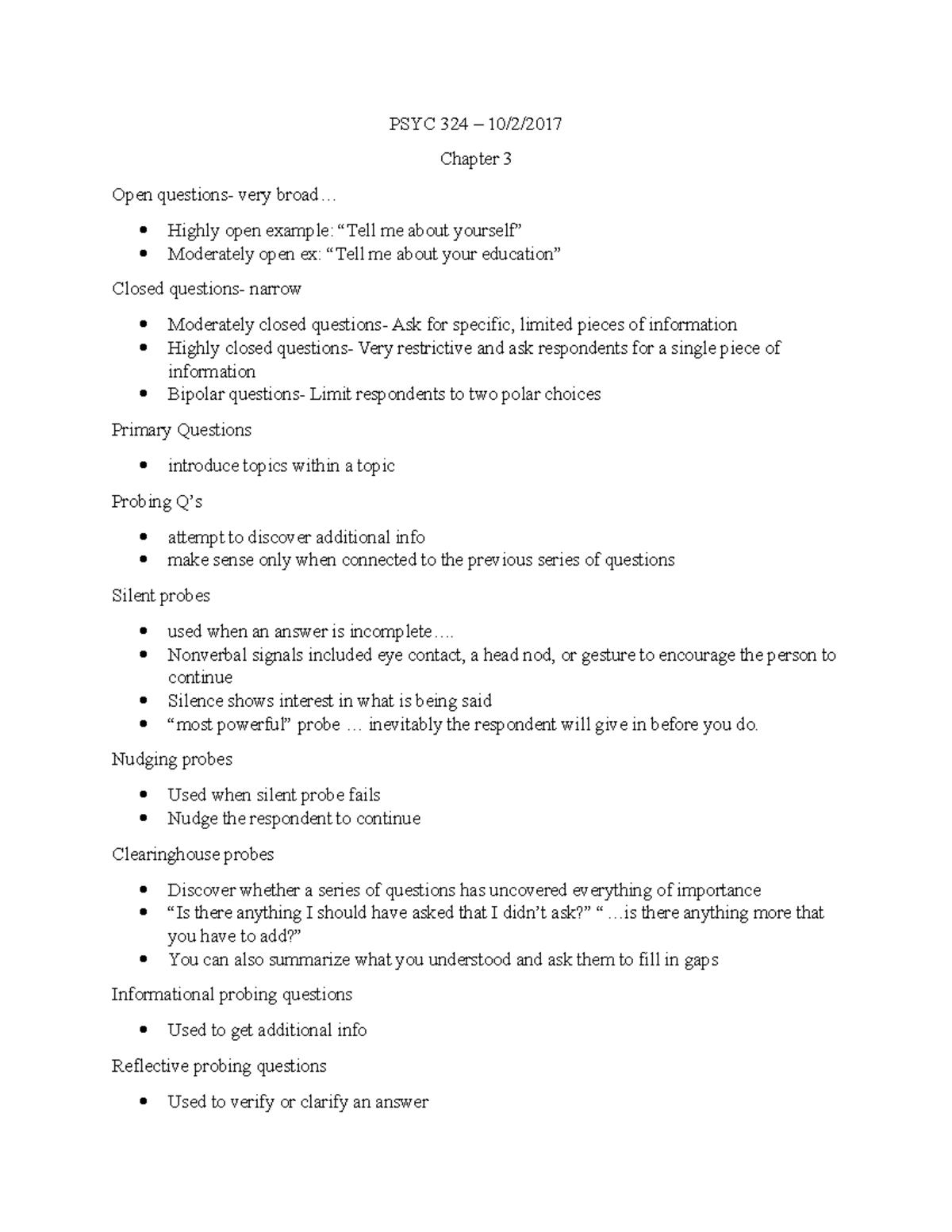 PSYC 324-6927, 10 - Professor Edward Rudow - PSYC 324 – 10/2/ Chapter 3 ...