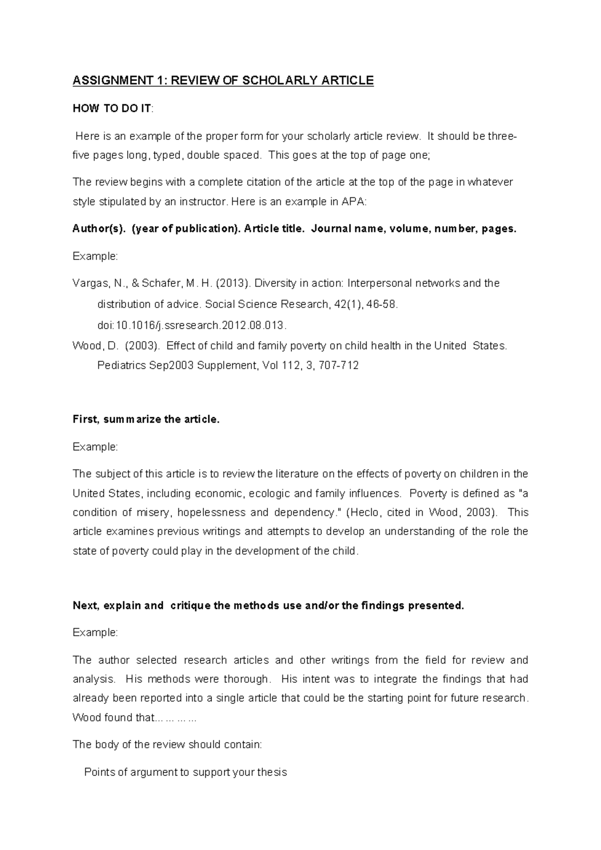 Assignment 1 - For reference - ASSIGNMENT 1: REVIEW OF SCHOLARLY ...