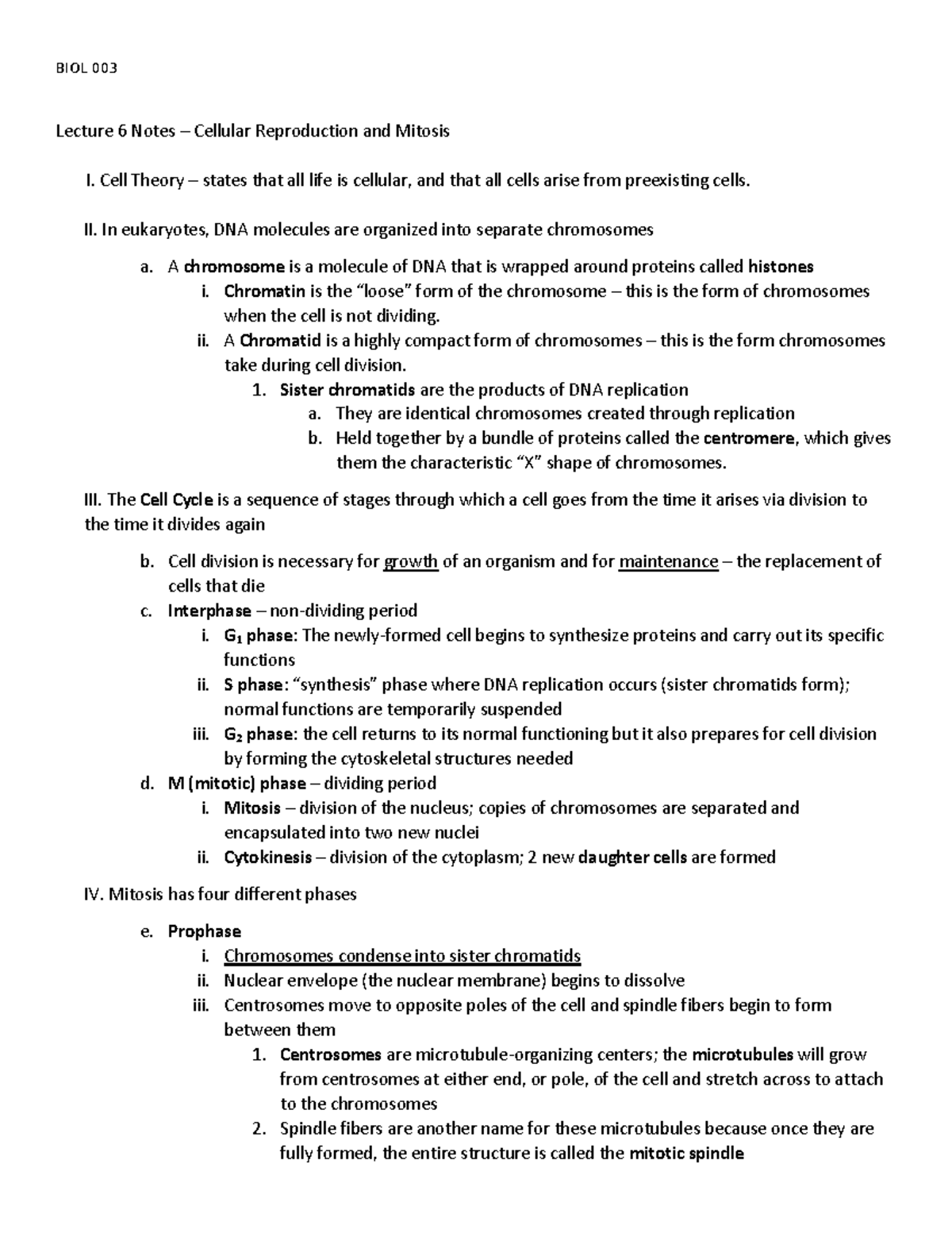Lecture 6 Notes - Mr. Hernandez intro to biology 003. - BIOL 003 ...