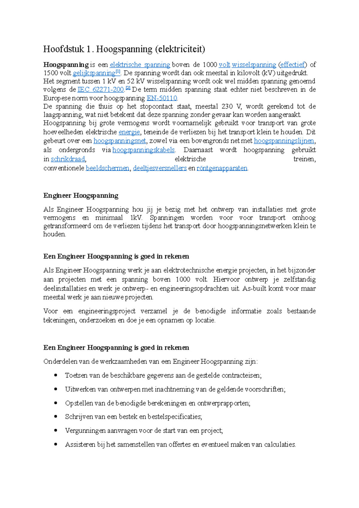 Hoogspanning - test - Hoofdstuk 1. Hoogspanning (elektriciteit ...
