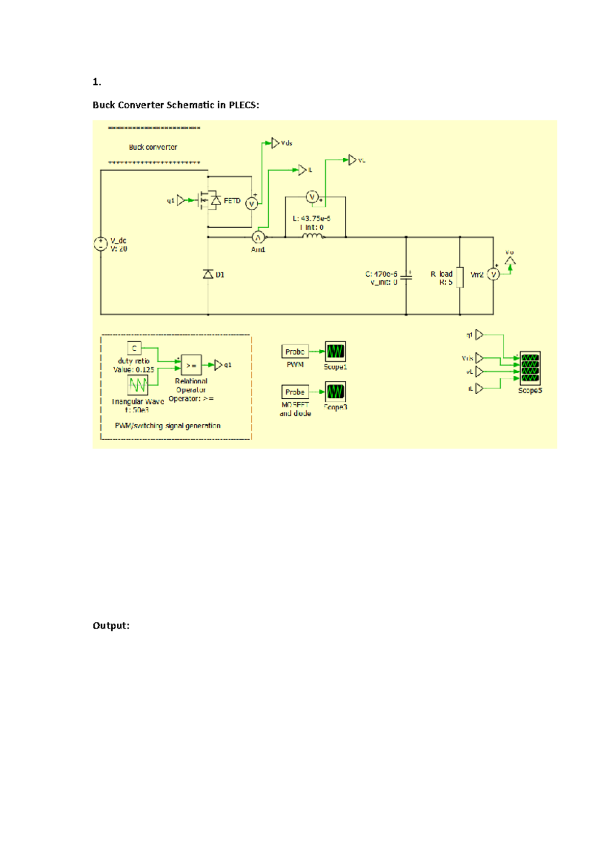 Electronics pre lab experiment - 1. Buck Converter Schematic in PLECS ...