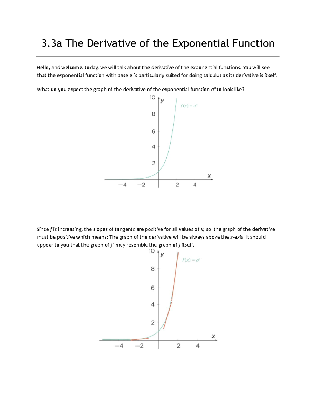 3.3a The Derivative of the Exponential Function - 3 The Derivative of ...