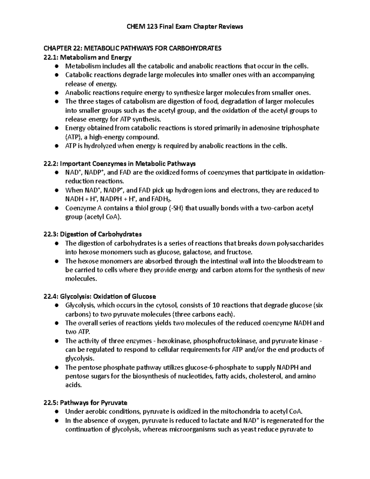 CHEM 123 Final Exam Chapter Reviews - CHEM 123 Final Exam Chapter ...