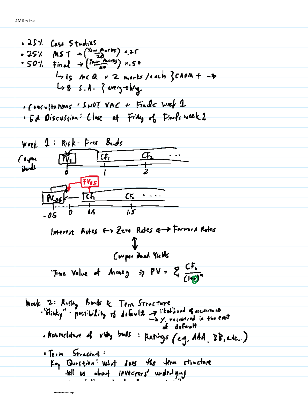 Final Lecture handwritten notes - FNCE30001 - AM Review - Studocu