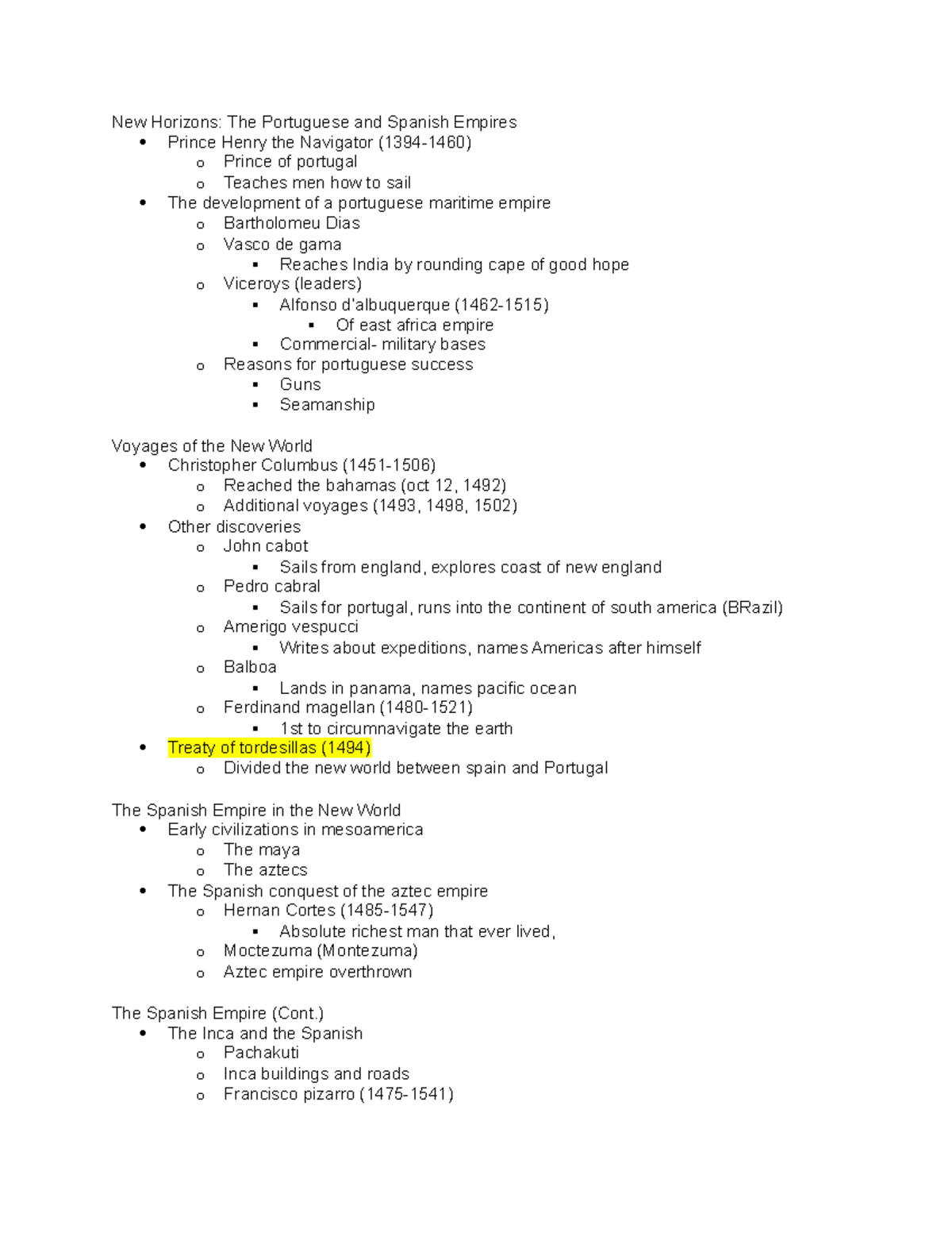 History Lecture 3 and 4 - New Horizons: The Portuguese and Spanish ...