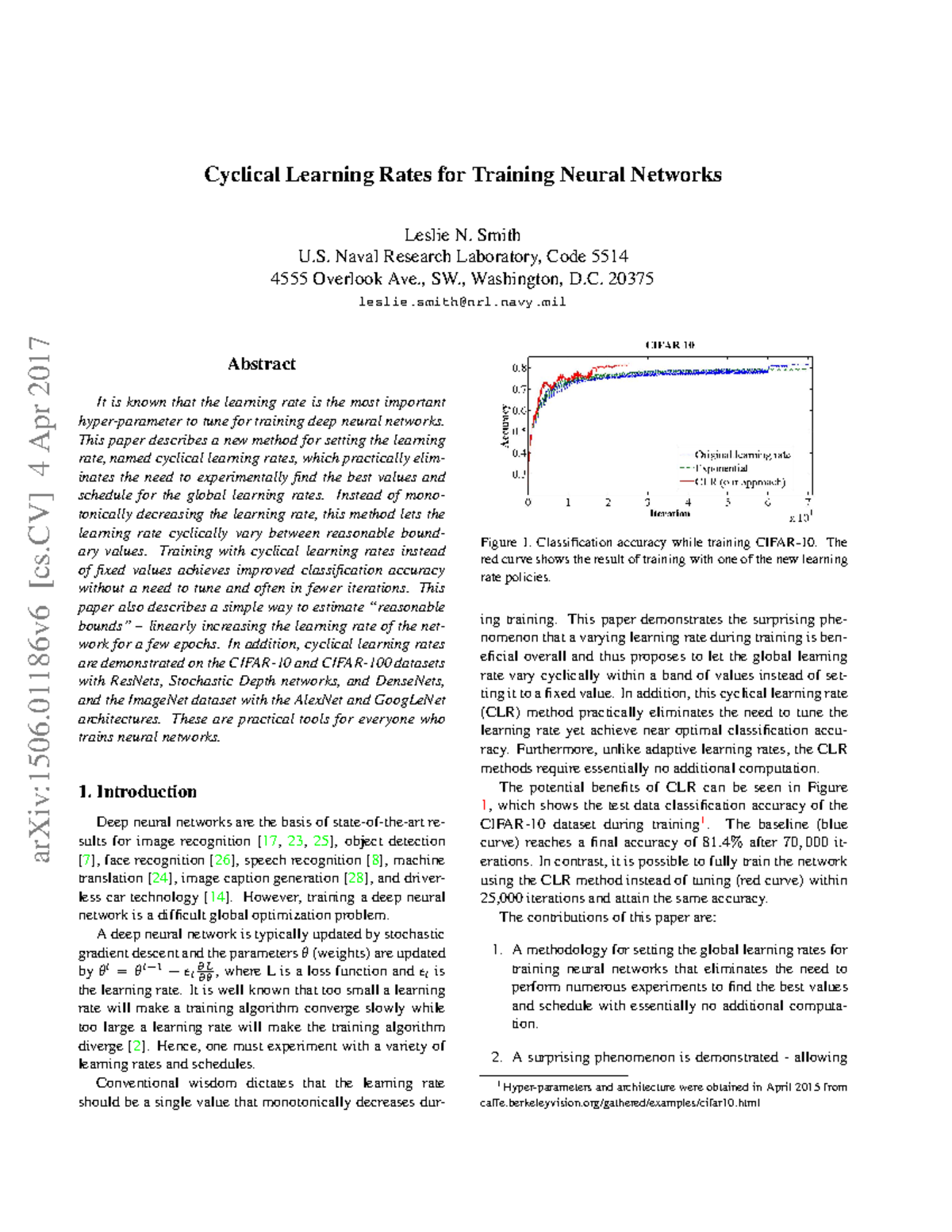 Cyclical learning rate - Cyclical Learning Rates for Training Neural ...