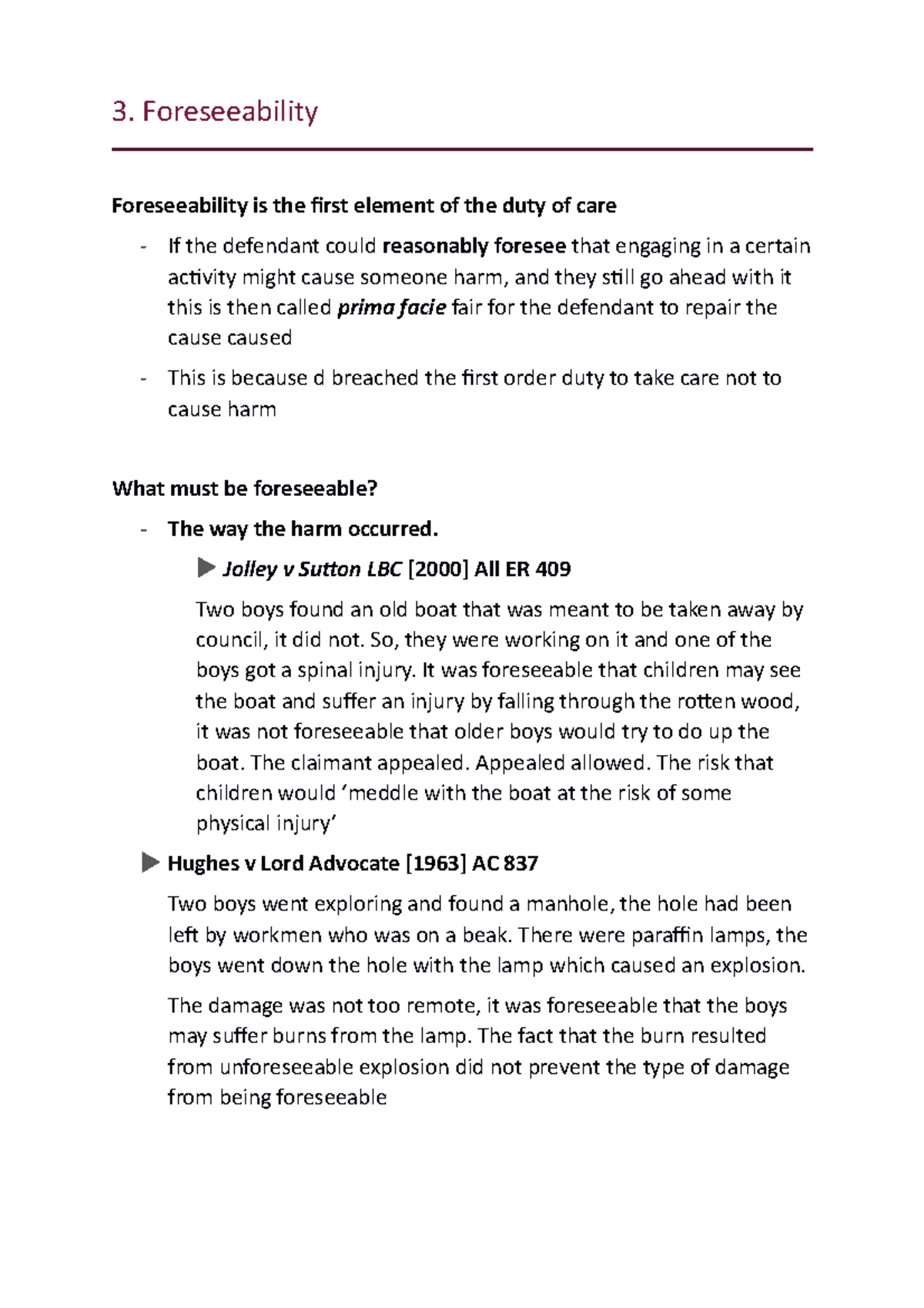 3. Foreseeability - Forgeability on tort law - 3. Foreseeability ...