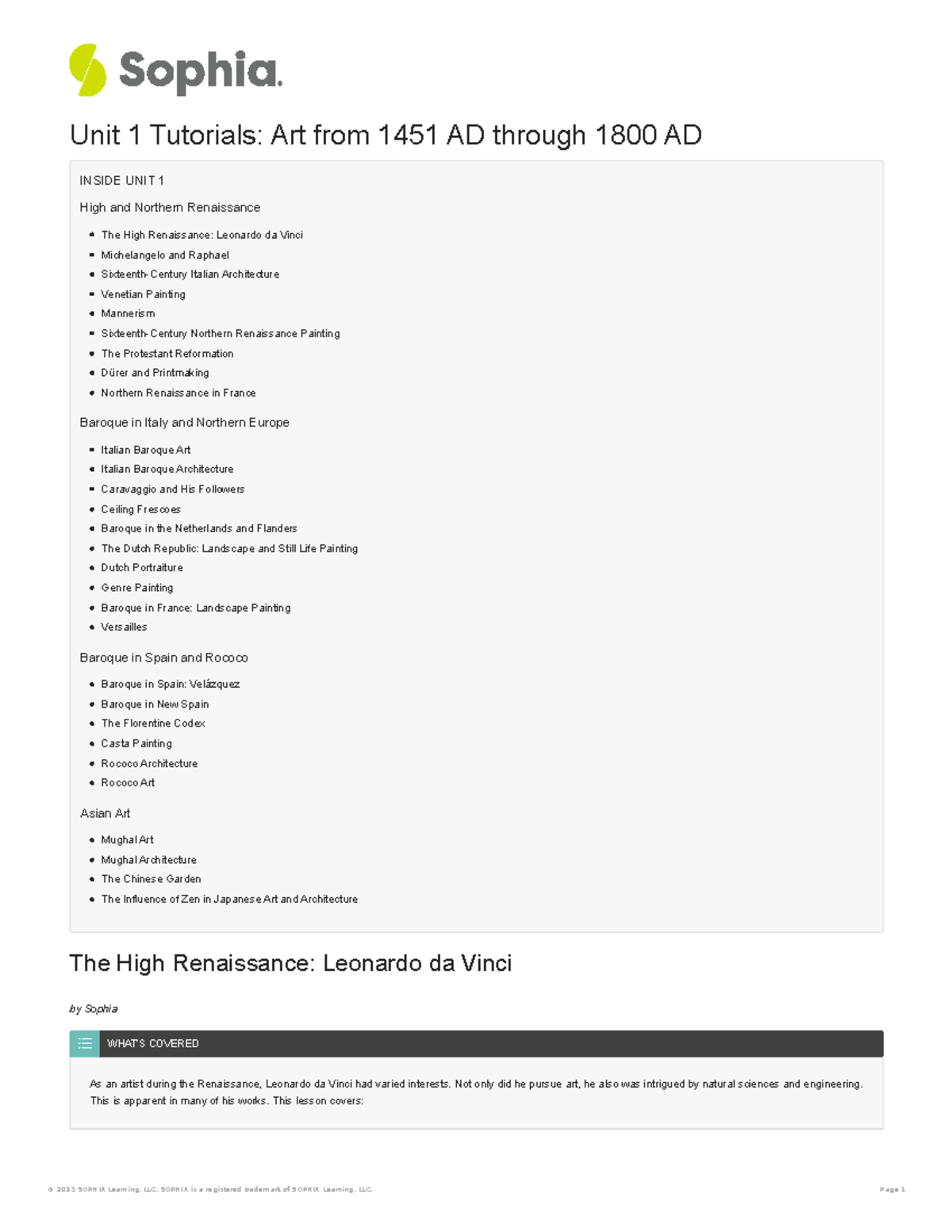 Unit 1 tutorials art from 1451 ad through 1800 ad - Unit 1 Tutorials ...