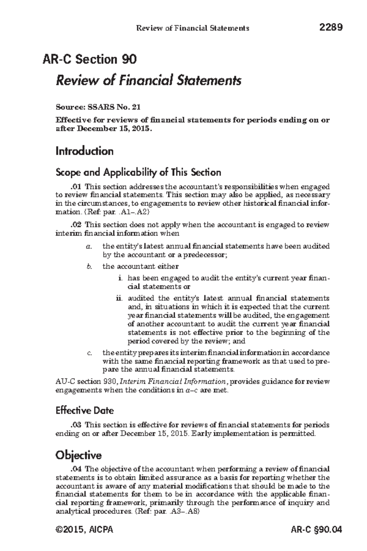 Ar-c-00090 - Notes - Review of Financial Statements 2289 AR-C Section ...