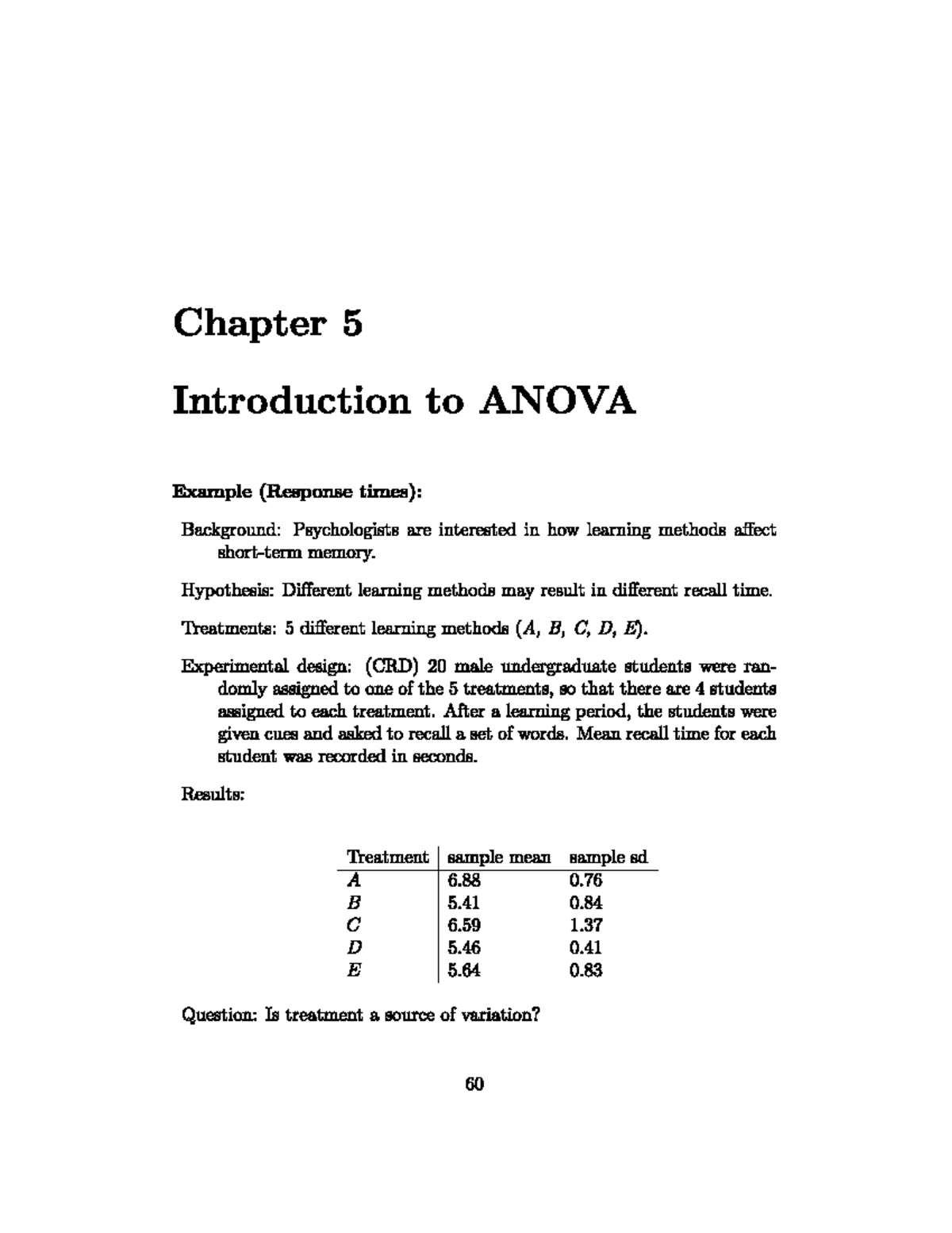 Chapter 5 - Introduction to ANOVA - QUA2220 - Studocu