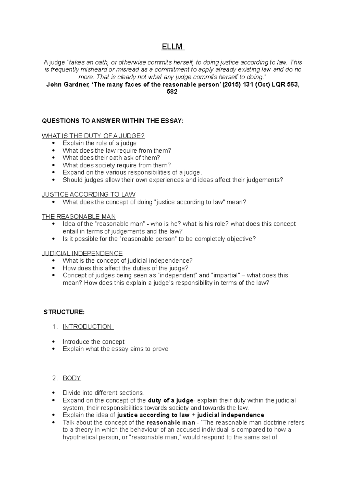 ELLM outline sum 1 - ELLM A judge “takes an oath, or otherwise commits ...