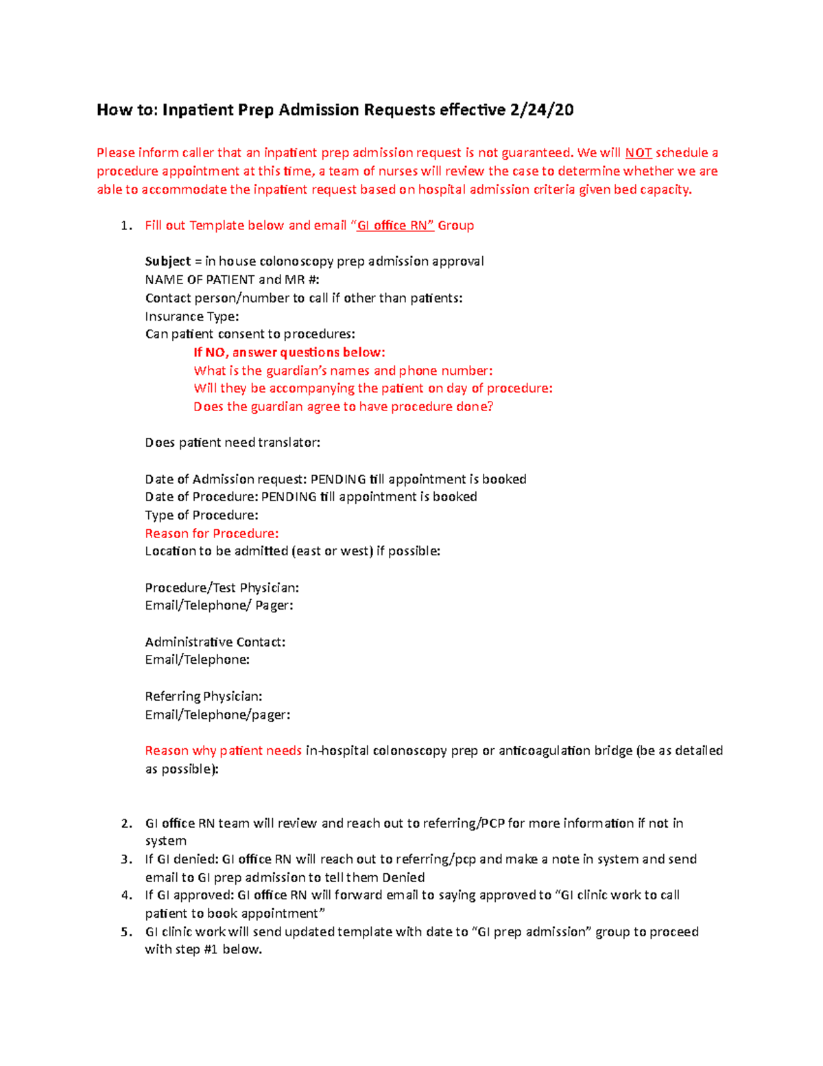 Module 5 - Report notes - How to: Inpatient Prep Admission Requests ...