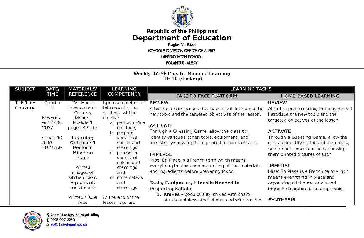 2 Raiseplus - 4 TLE 10 - RAISE PLUS - Department of Education Region V ...