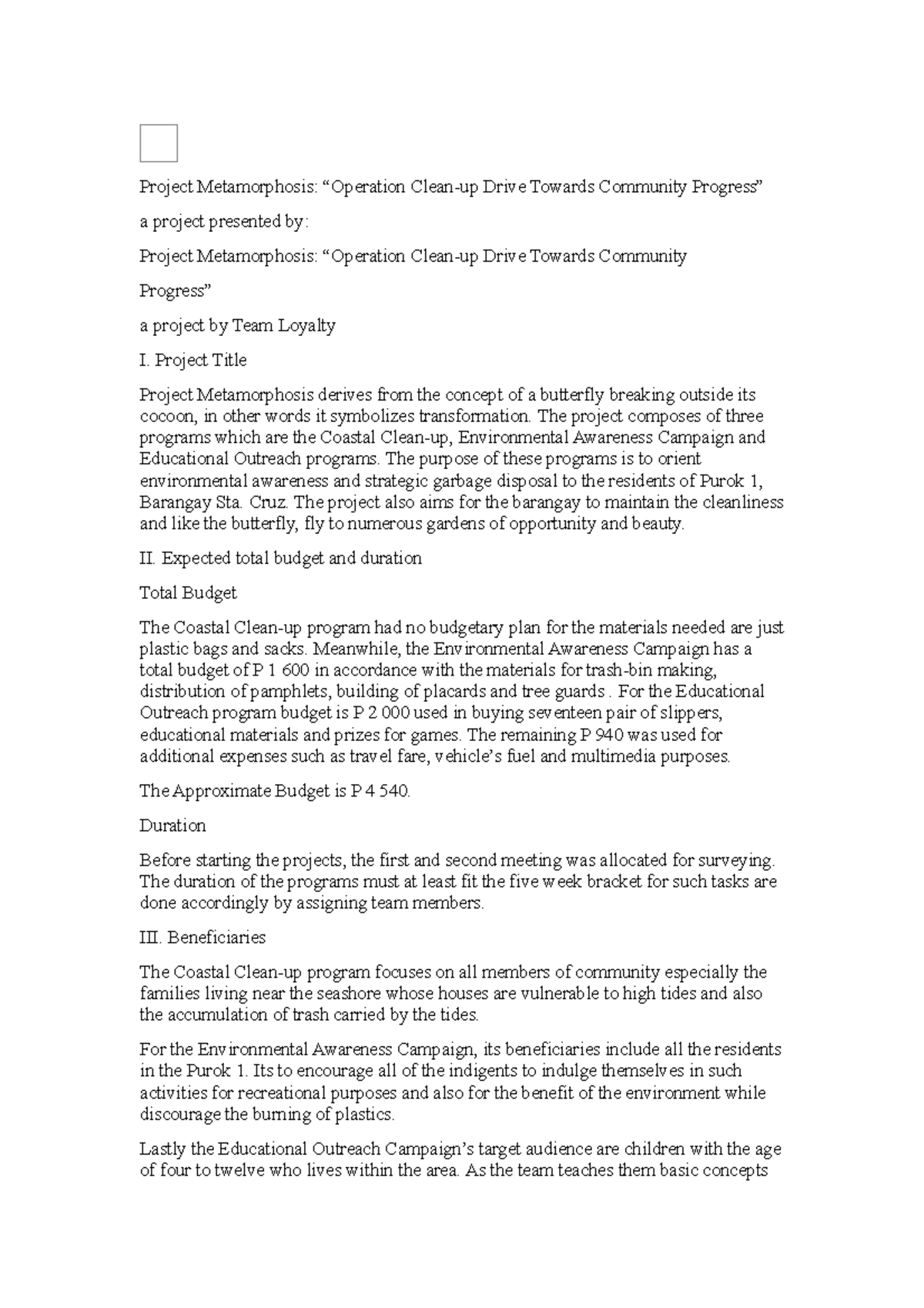 Reference - n/a - Project Metamorphosis: “Operation Clean-up Drive ...