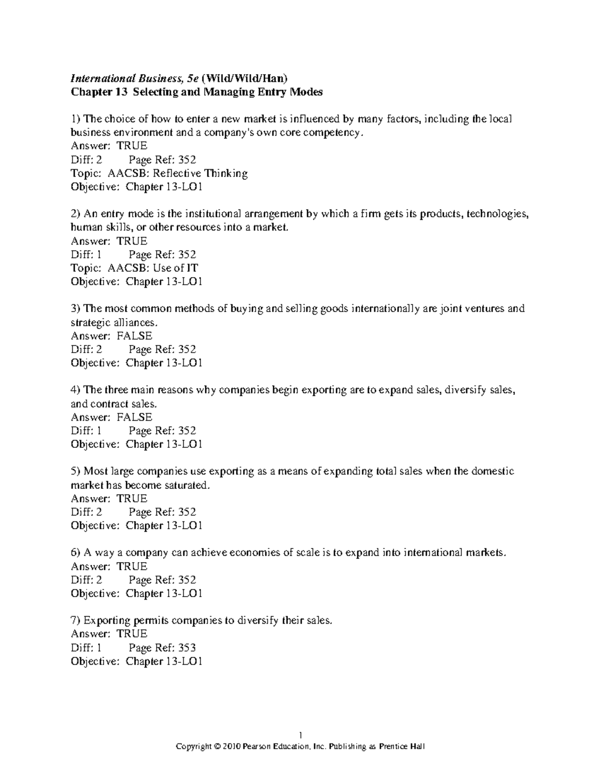 Wild Chapter 13 - 1 International Business, 5e (Wild/Wild/Han) Chapter ...