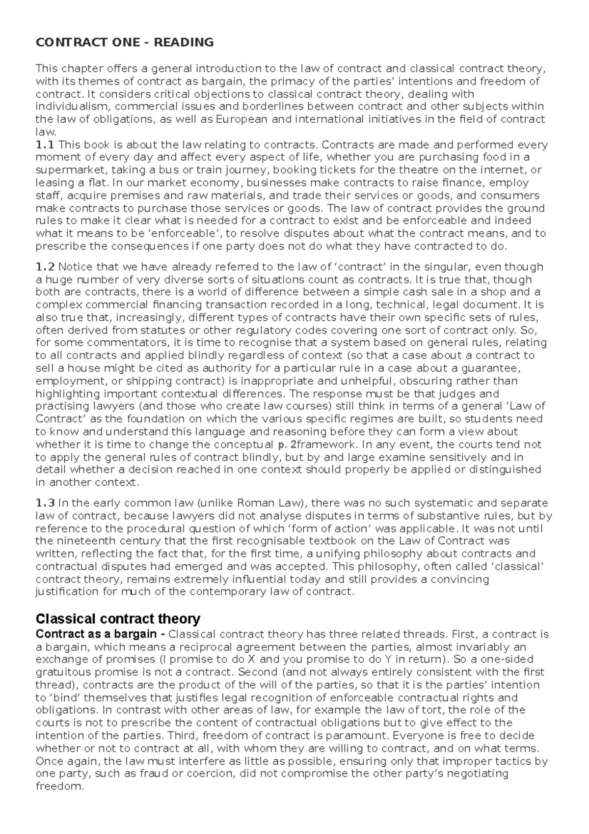 Unit One Reading Complete - CONTRACT ONE - READING This chapter offers ...