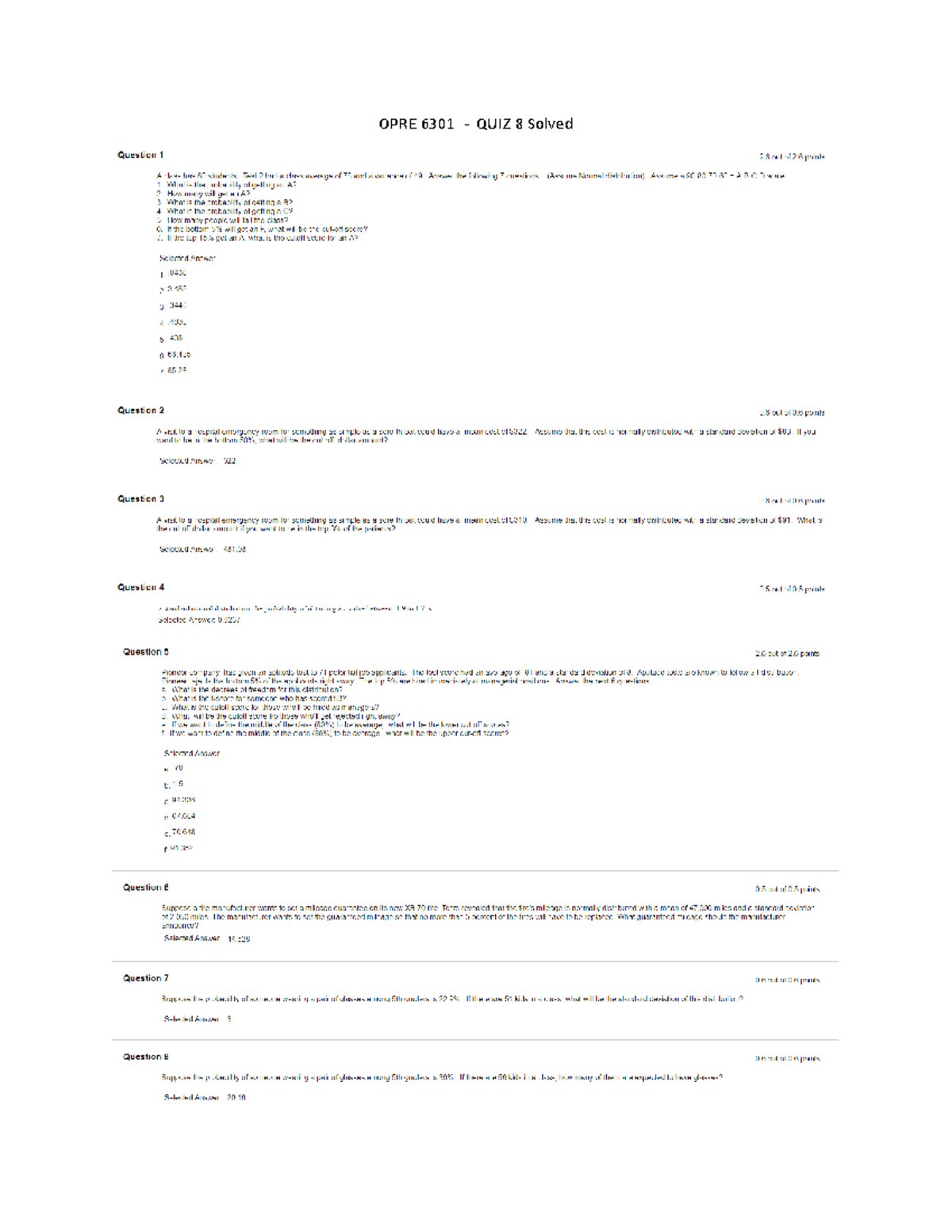 Quiz 8 - Chapter 8 Quiz Solved. - OPRE 6301 - Warning: TT: undefined function: 32 OPRE 6301 ...