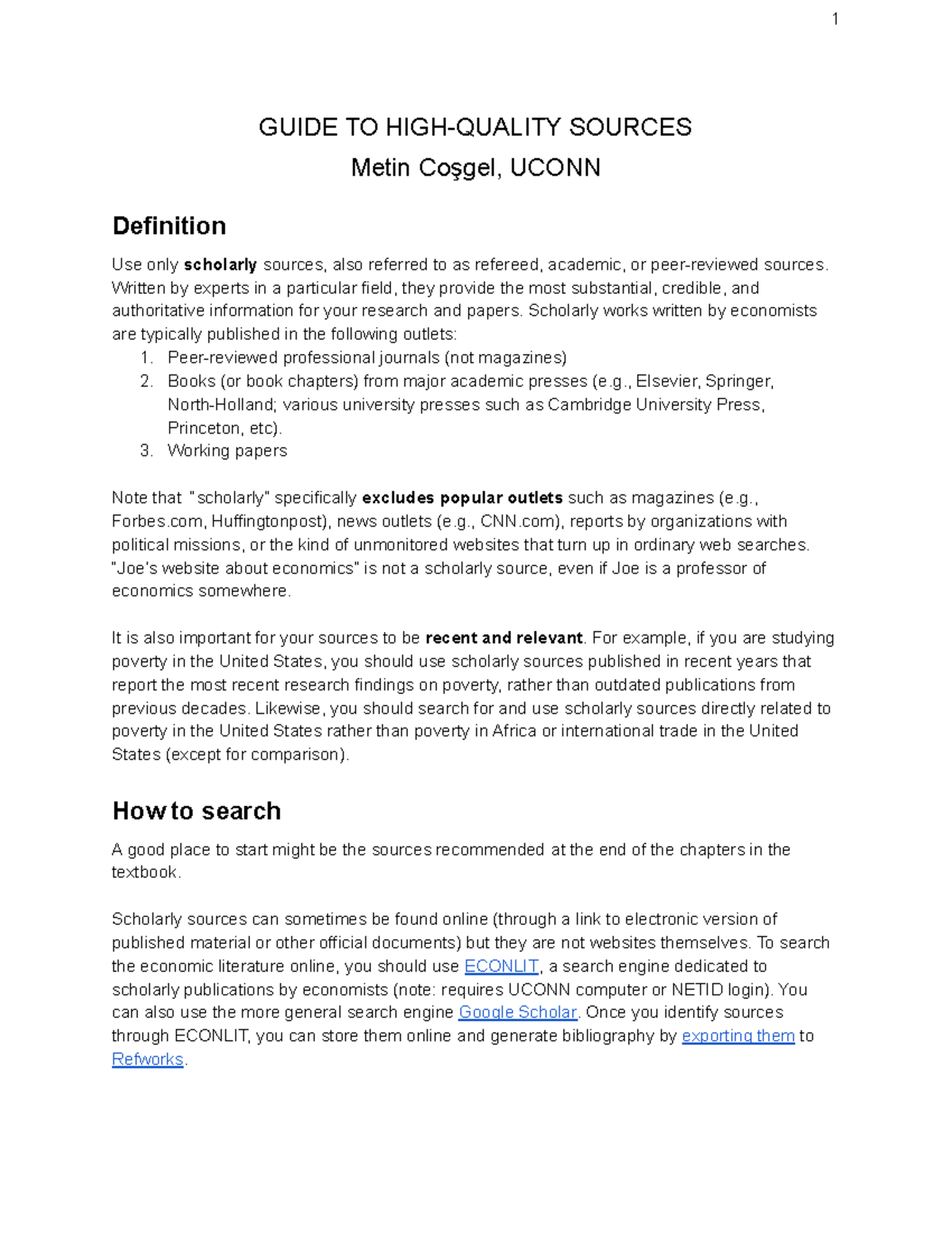 Guide to High-Quality Sources - 1 GUIDE TO HIGH-QUALITY SOURCES Metin ...