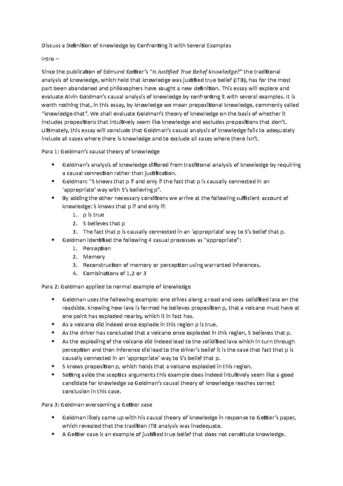 Week 1 Knowledge plan - Summary of work - Discuss a Definition of ...