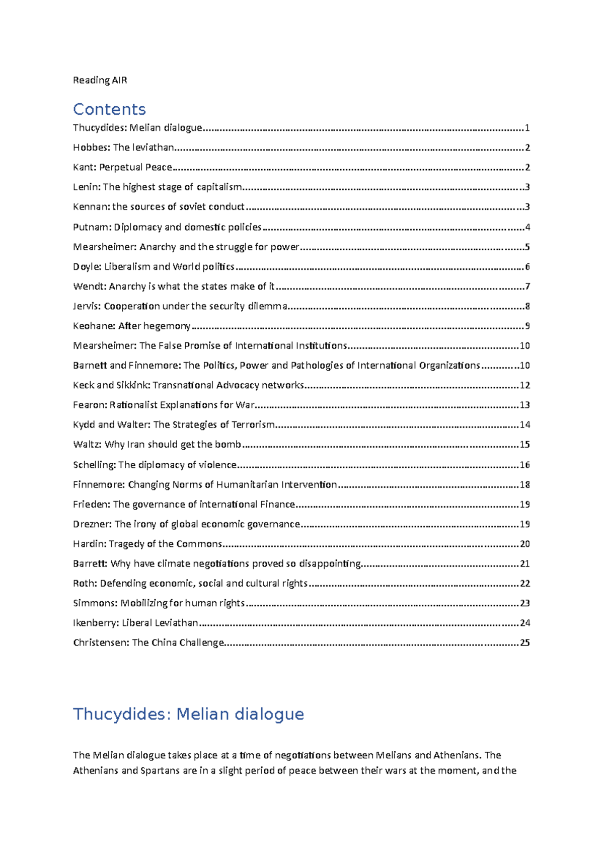 AIR Readings - Titel - Reading AIR Thucydides: Melian dialogue The ...