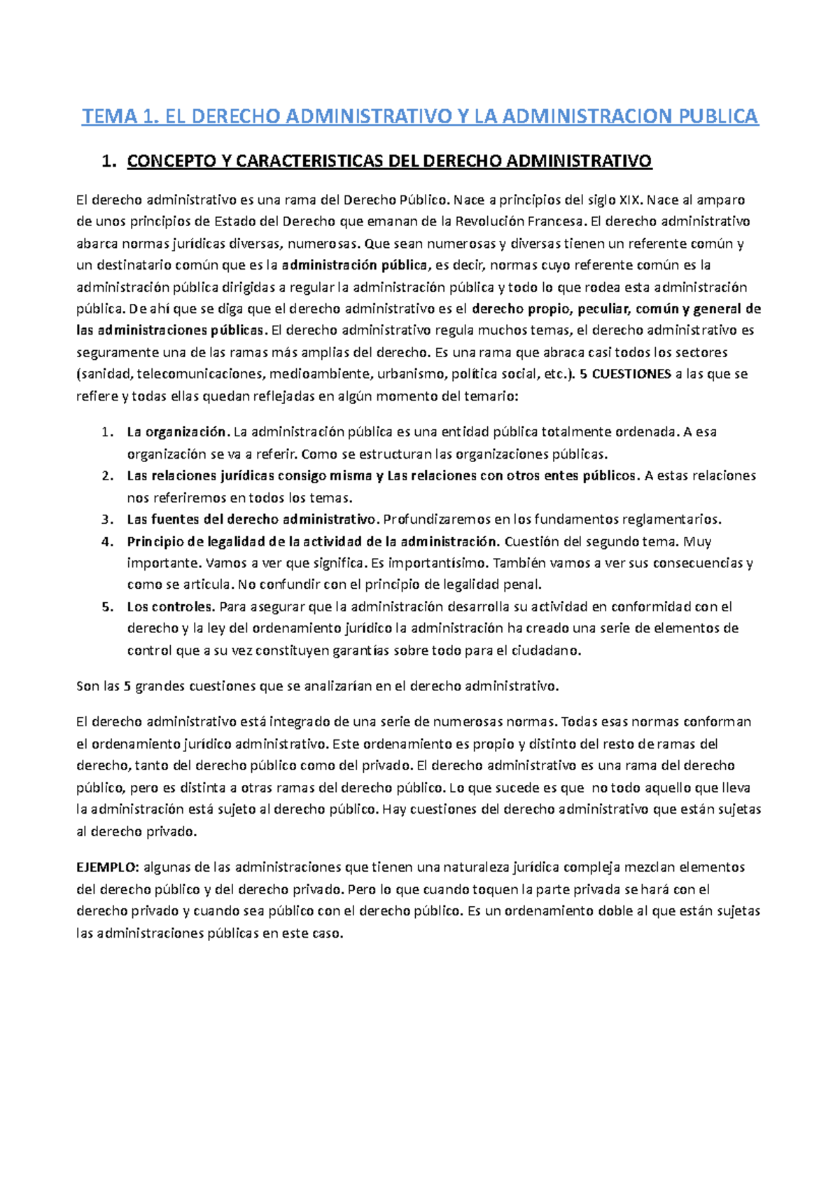 TEMA 1 derecho administrativo I - TEMA 1. EL DERECHO ADMINISTRATIVO Y LA ADMINISTRACION PUBLICA ...